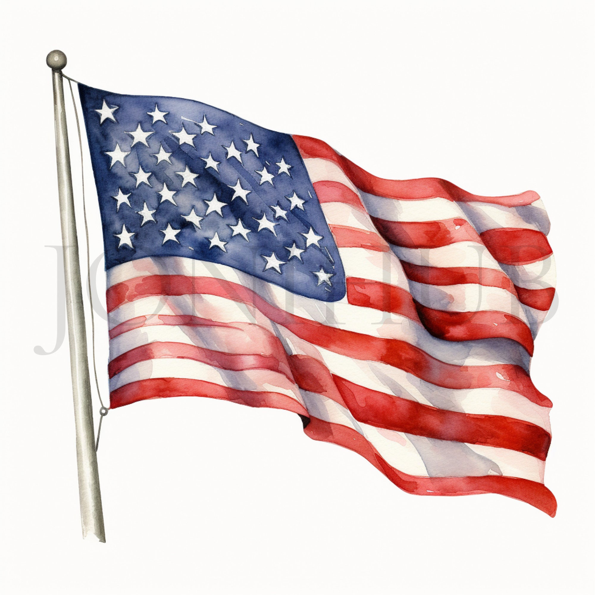 Watercolor American Flag Clipart | 10 High Quality Jpgs | Instant ...