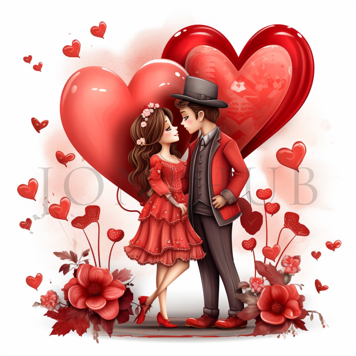 Valentines Day Couple Clipart, 10 High Quality Jpgs, Valentines Day ...
