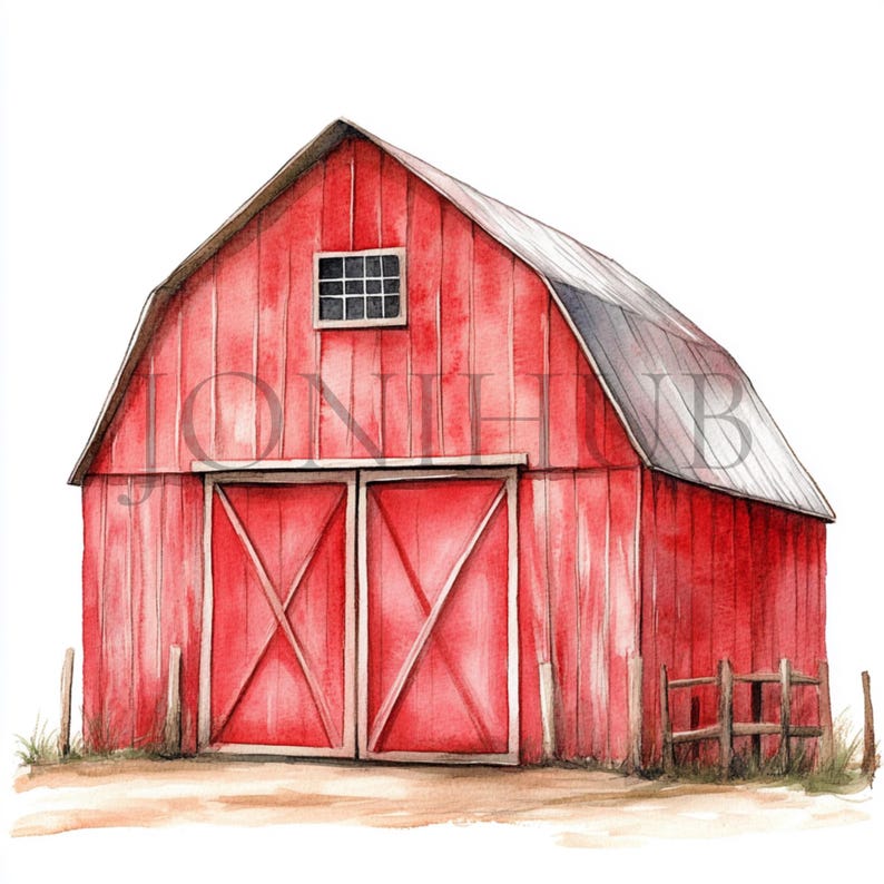 Red Barn Clipart | 10 High Quality Jpg's | Digital Download | Farm Art ...
