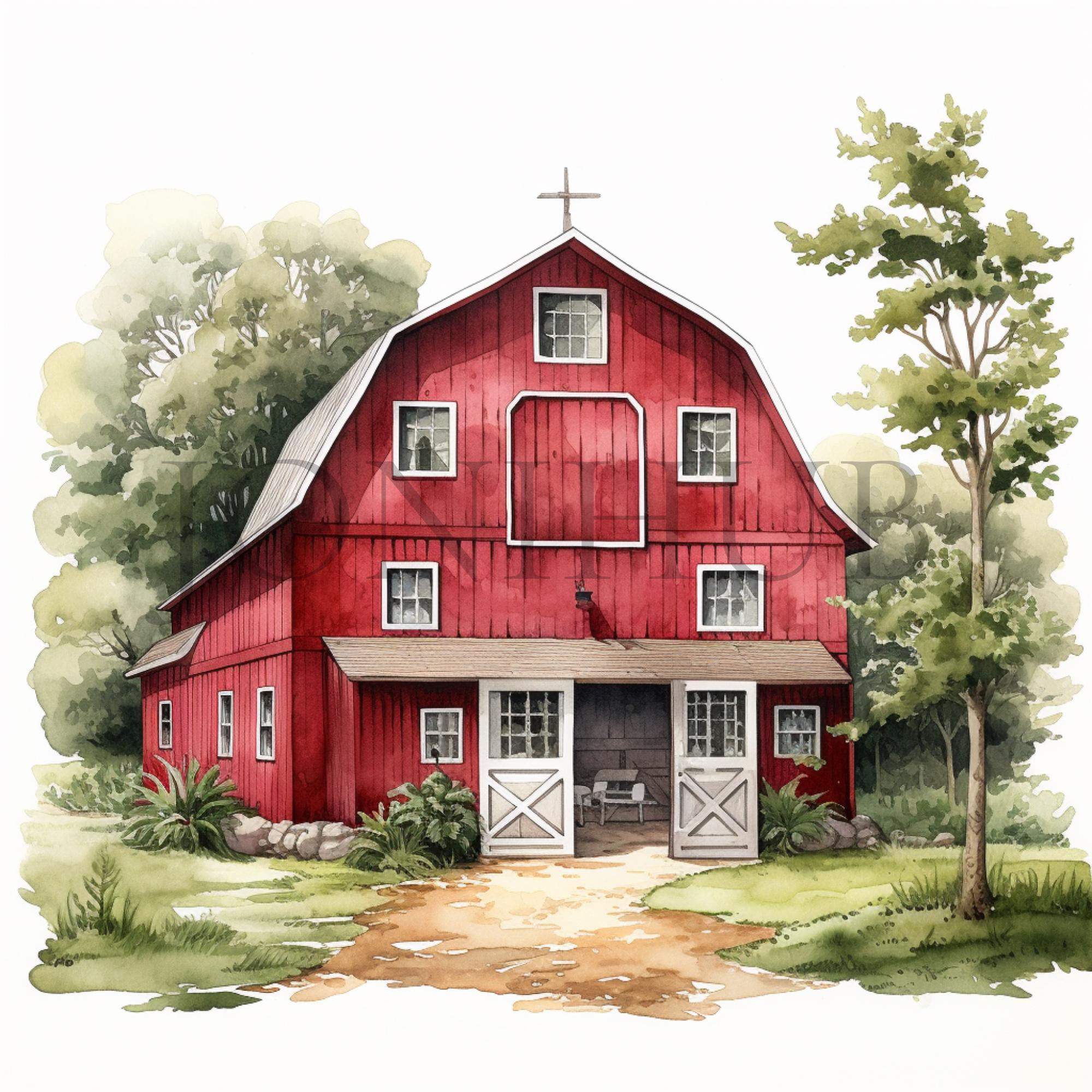 Red Barn Clipart | 10 High Quality Jpg's | Digital Download | Farm Art ...