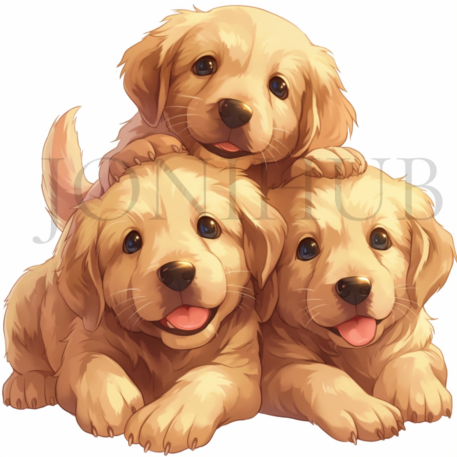 Golden Retriever Puppies Clipart | 10 High Quality Jpg's | Digital ...