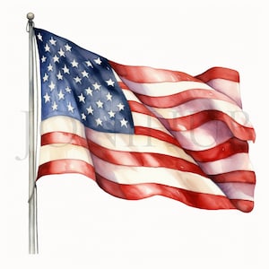 Watercolor American Flag Clipart | 10 High Quality Jpgs | Instant ...