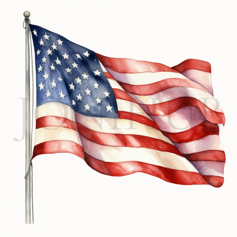 Watercolor American Flag Clipart | 10 High Quality Jpgs | Instant ...