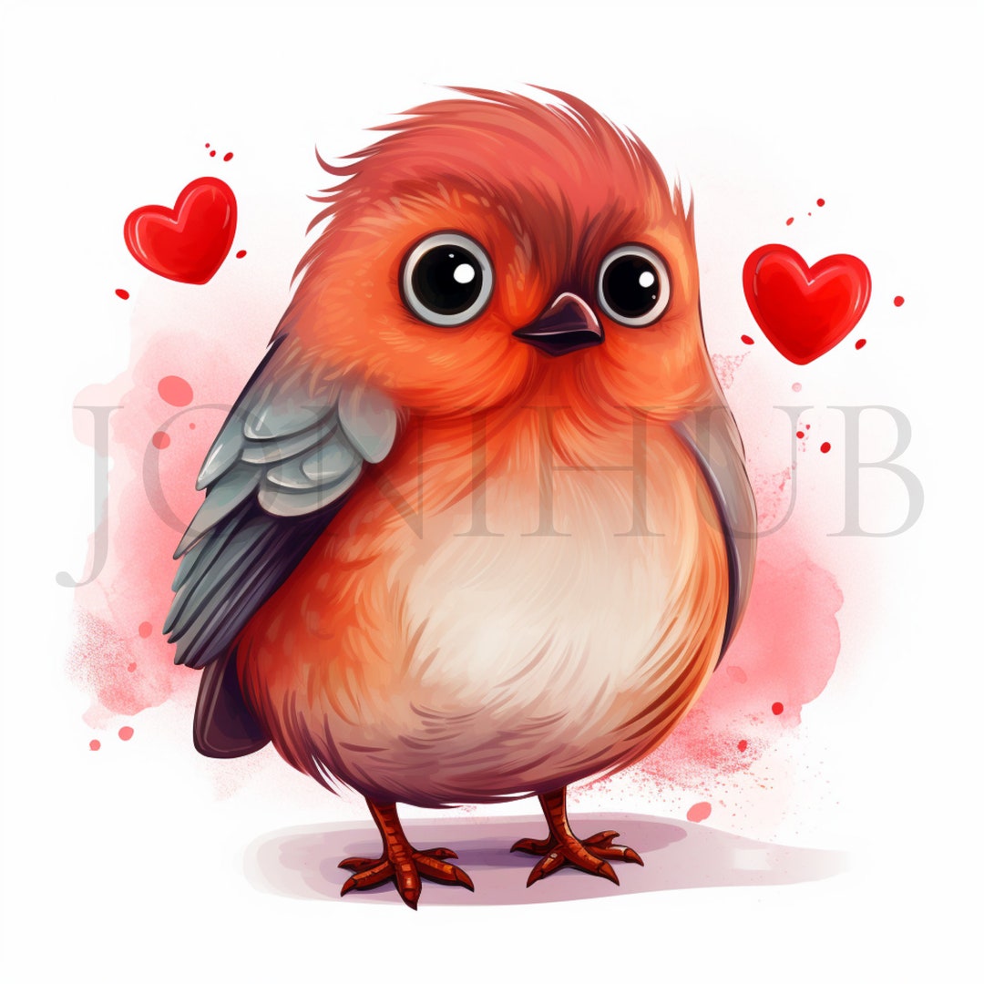 Valentine Robin Bird Clipart | 10 High Quality Jpgs | Instant Digital ...