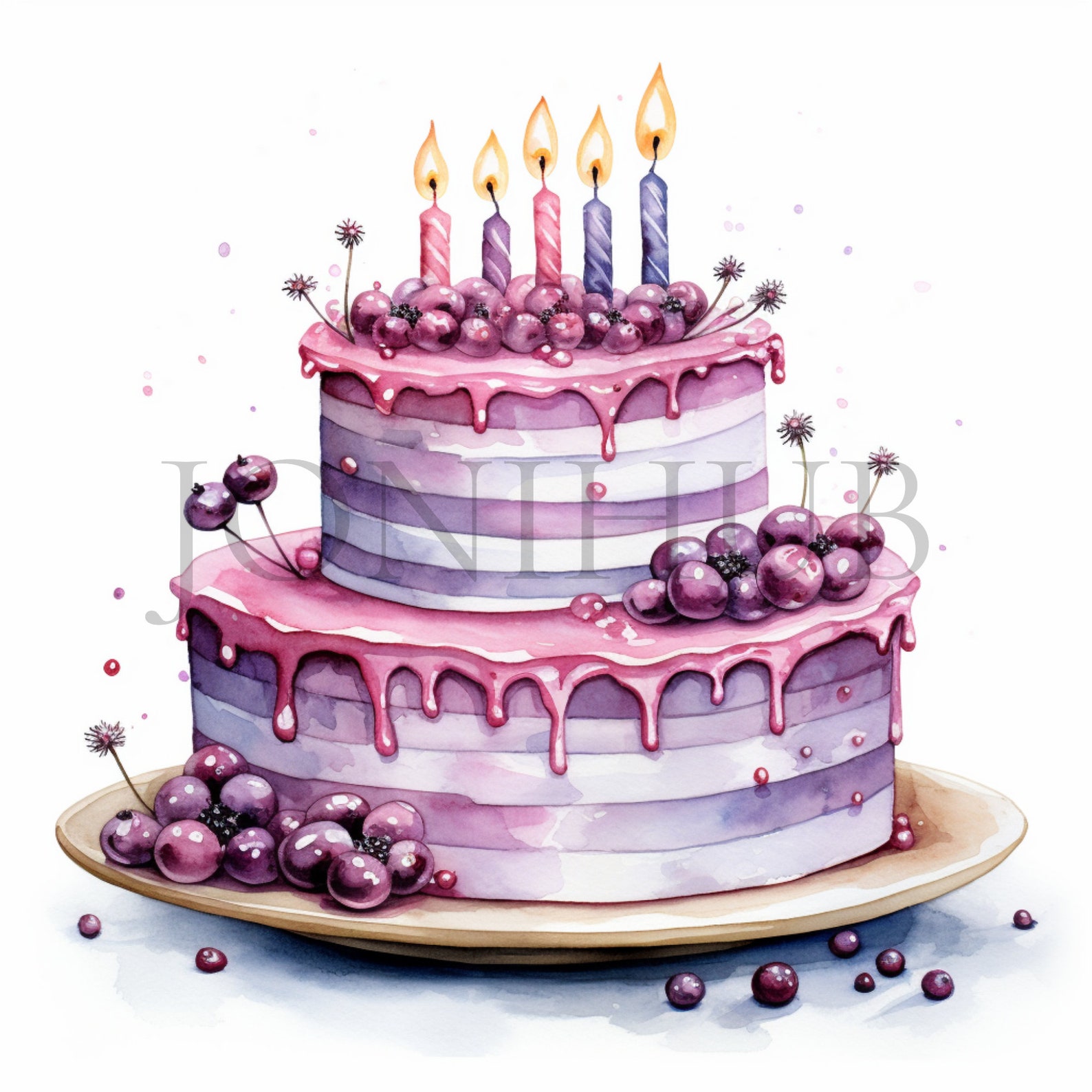 Birthday Cakes Clipart 10 High Quality Jpg's Digital Download ...