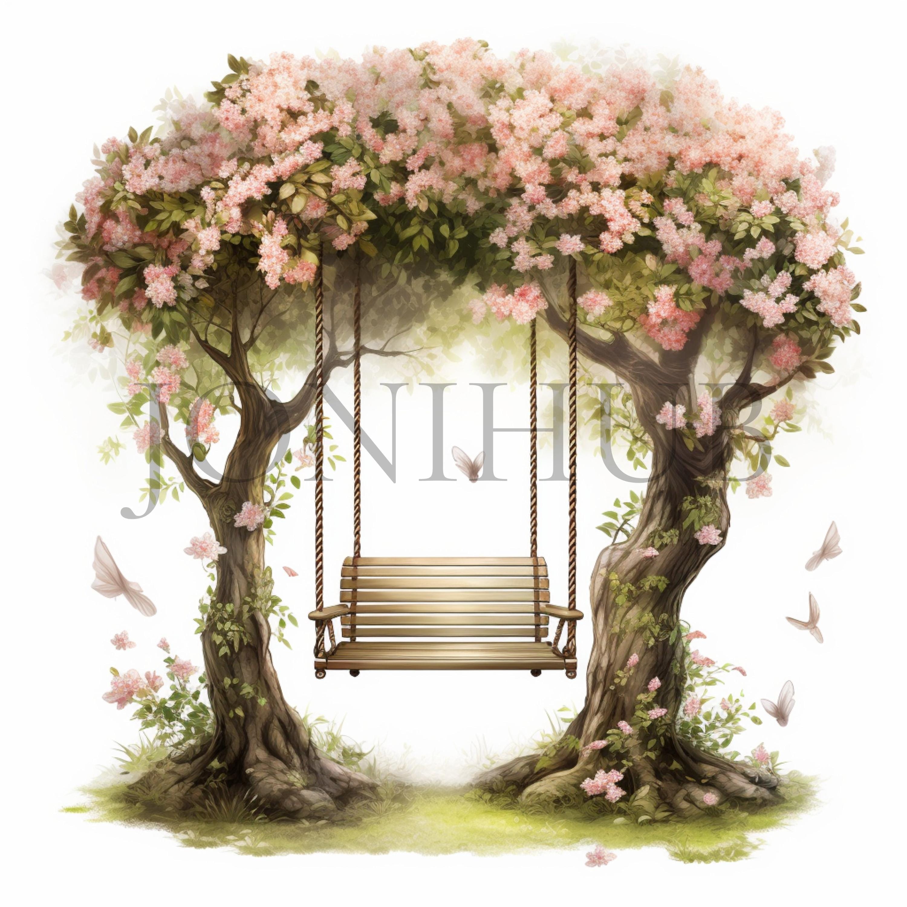 Swing in Tree Clipart 10 High Quality Jpgs Digital Download Outdoor ...