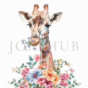 Floral Giraffes Clipart | 10 High Quality Jpgs | Digital Download ...