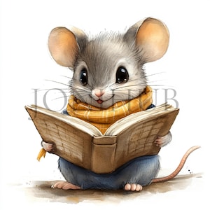 Mouse Reading Book Clipart | 10 High Quality Jpg's | Digital Download ...