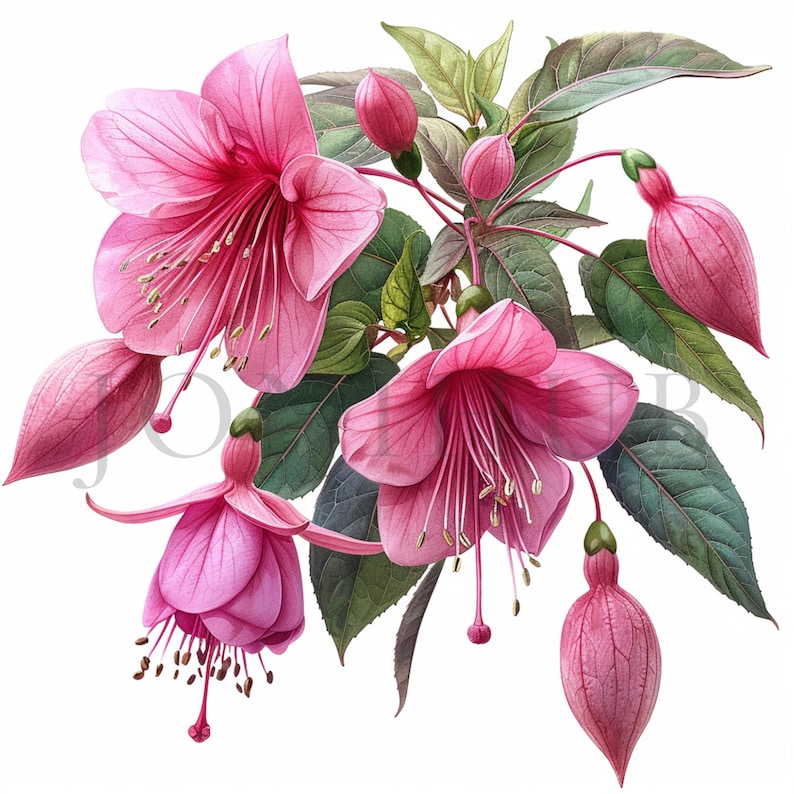 Fuchsia Clipart | 10 High Quality Jpgs | Digital Download | Card Making ...