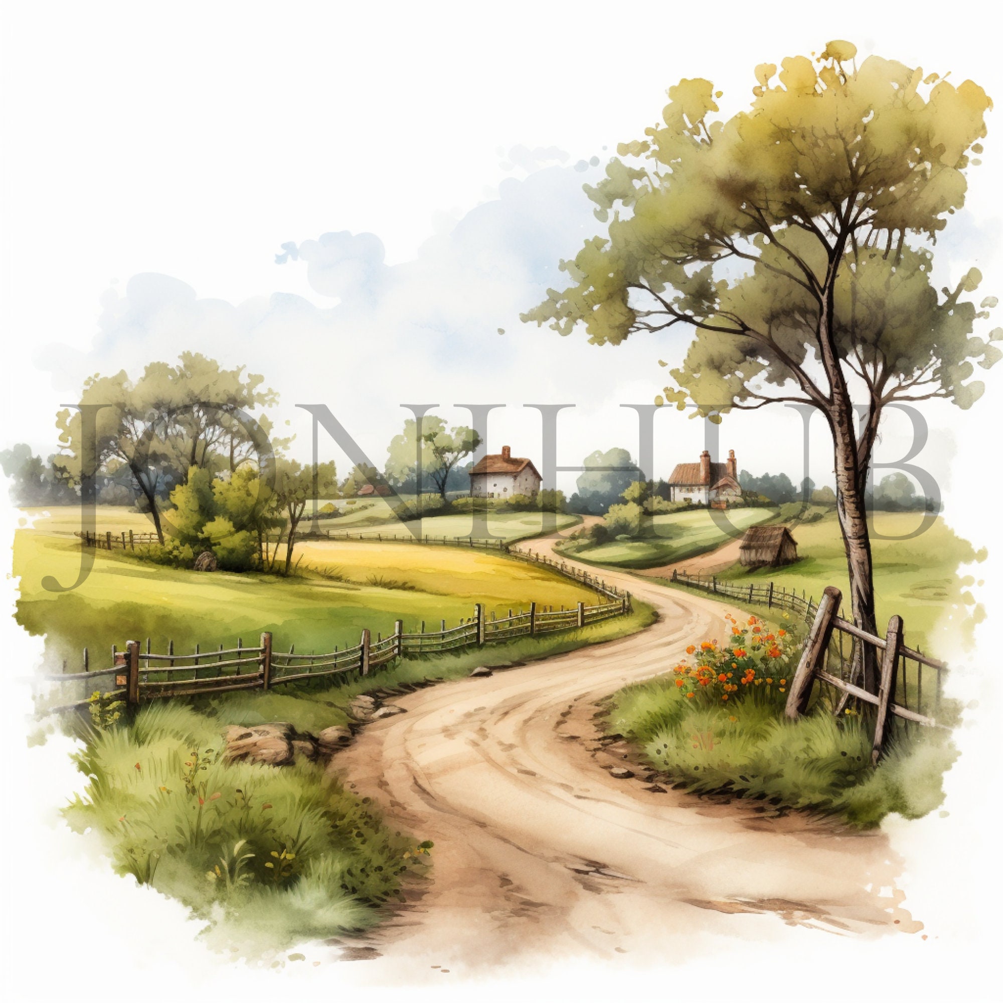 Country Lanes Clipart 10 High Quality Jpgs Digital Download Digital ...