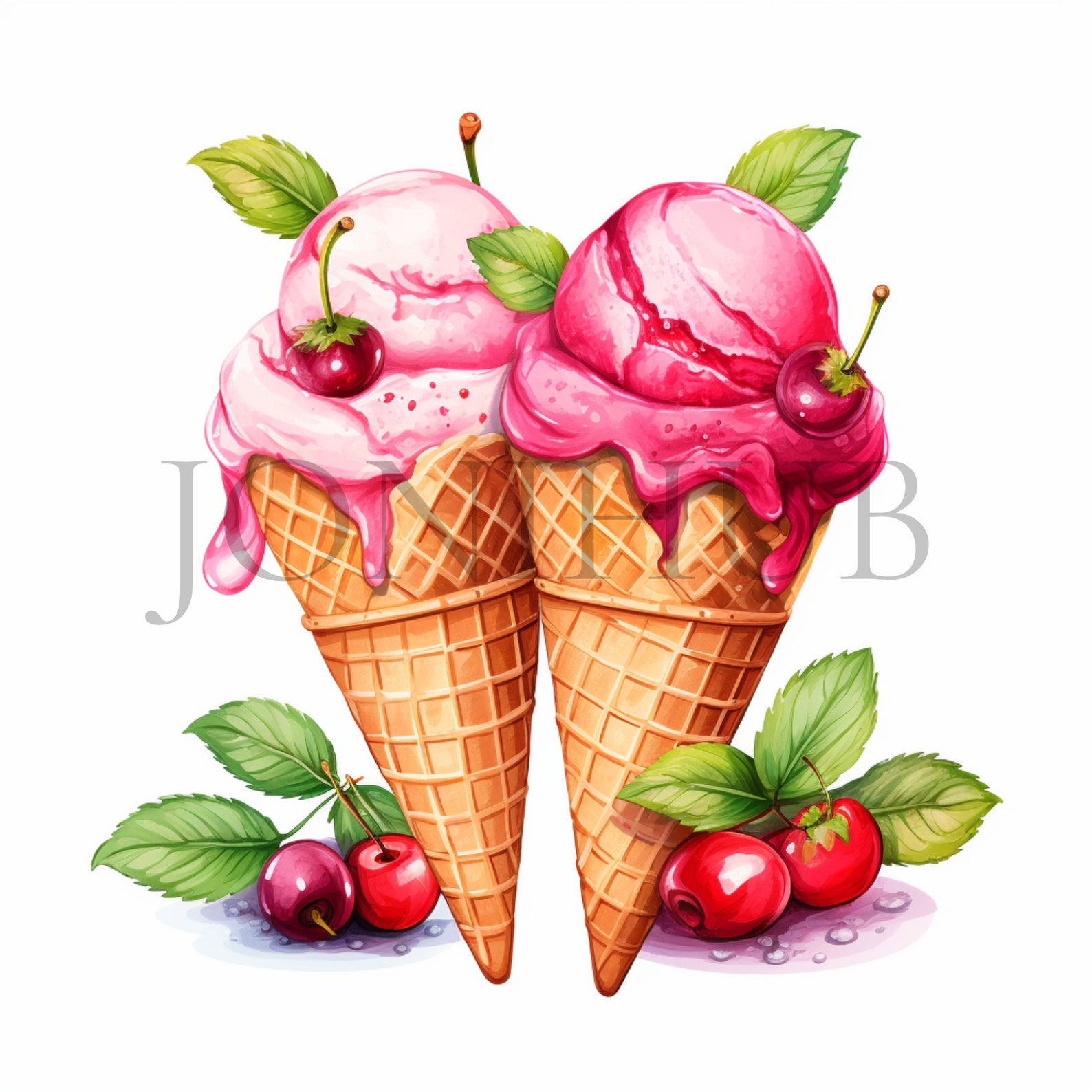 Summer Ice Cream Clipart 10 High Quality Jpg's Digital Download Dessert ...