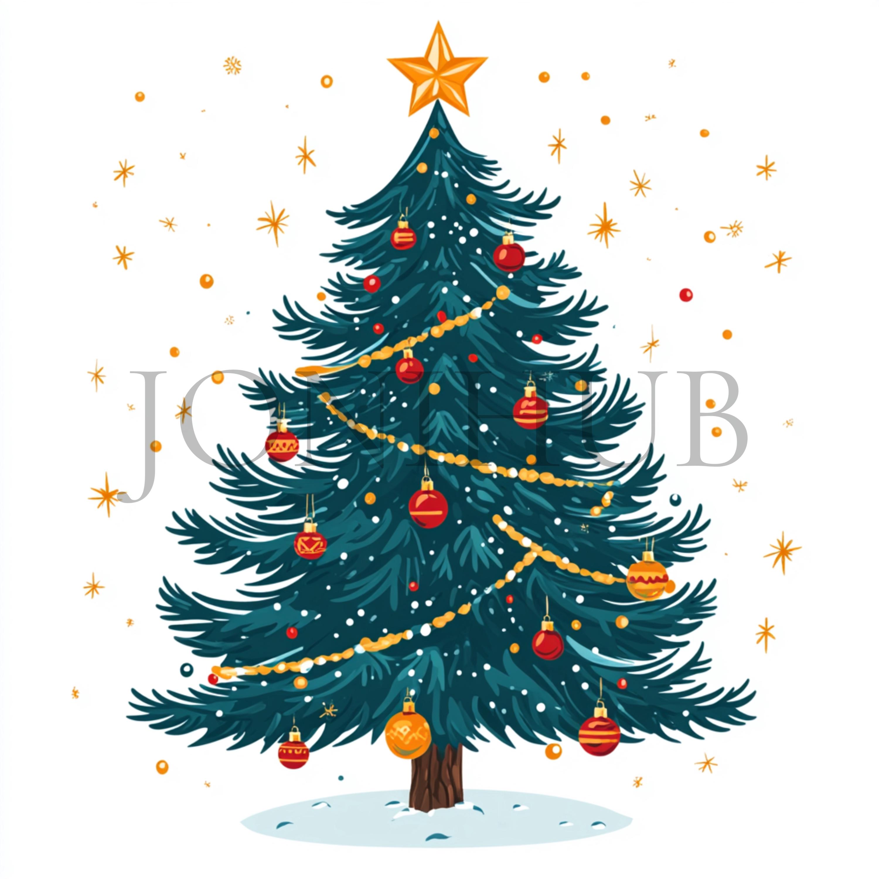 Christmas Tree Clipart 10 High Quality Jpg's Digital Download Holiday ...