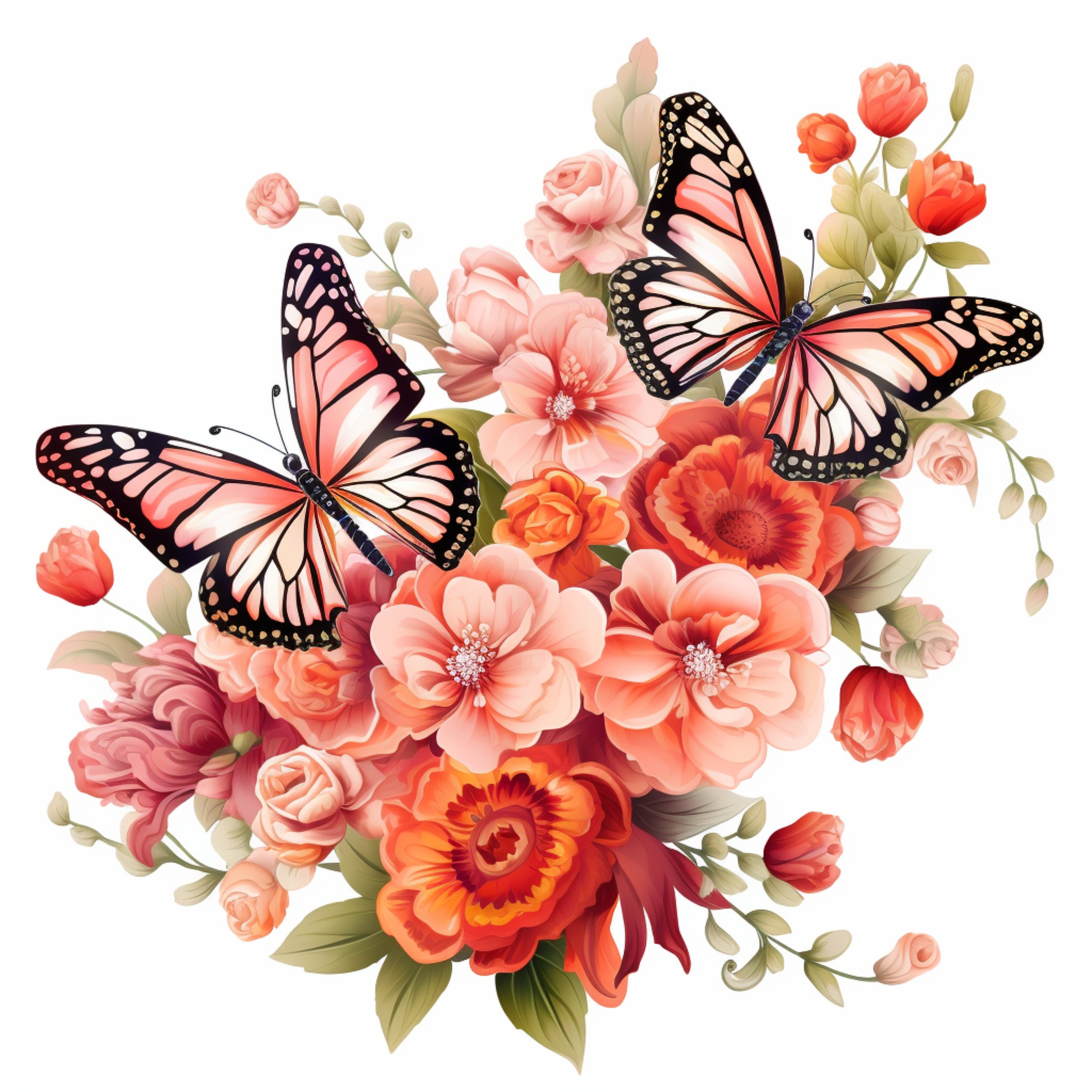 Flowers Butterfly Clipart 10 High Quality Jpgs Nursery Art Card Making ...