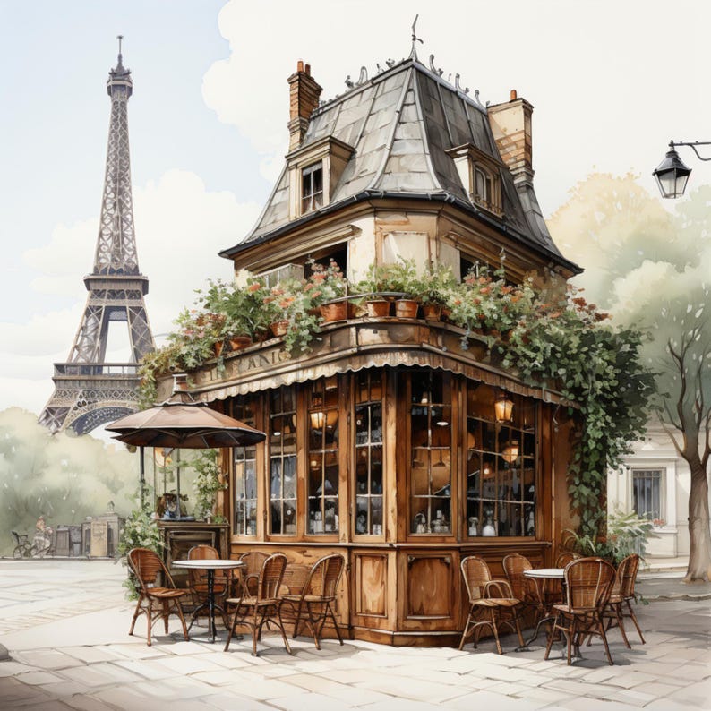 Paris Cafe Clipart | 10 High Quality Jpgs | Digital Download | Paper ...