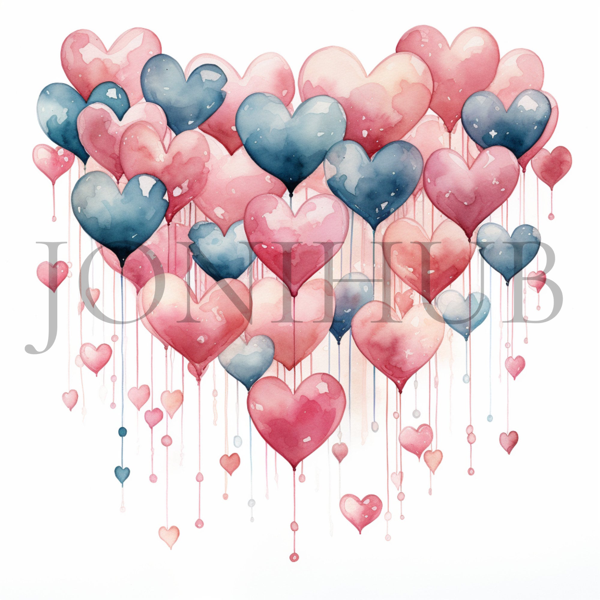 Hanging Hearts Clipart | 10 High Quality Jpg's | Digital Download ...