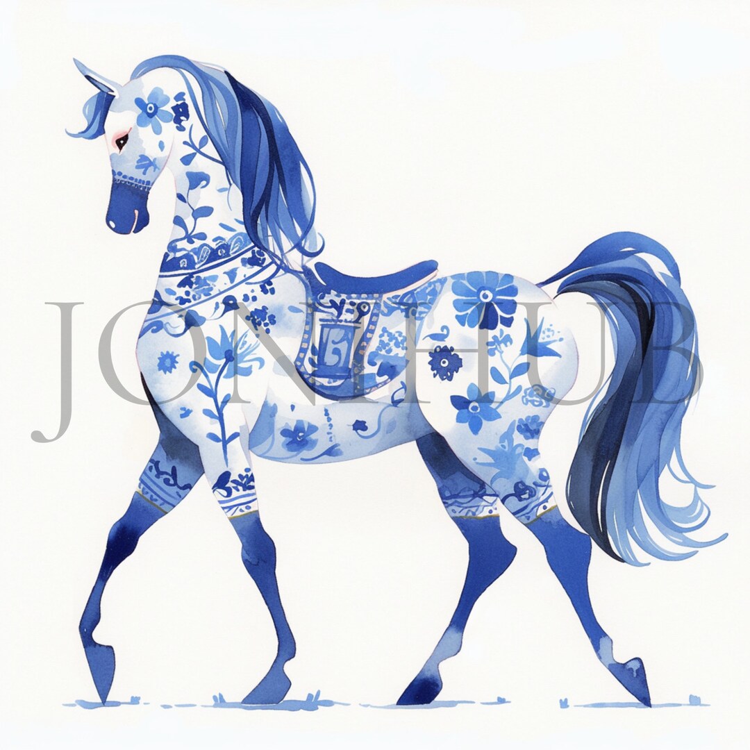 Blue Delft Horse Clipart | 10 High Quality Jpg's | Digital Download ...