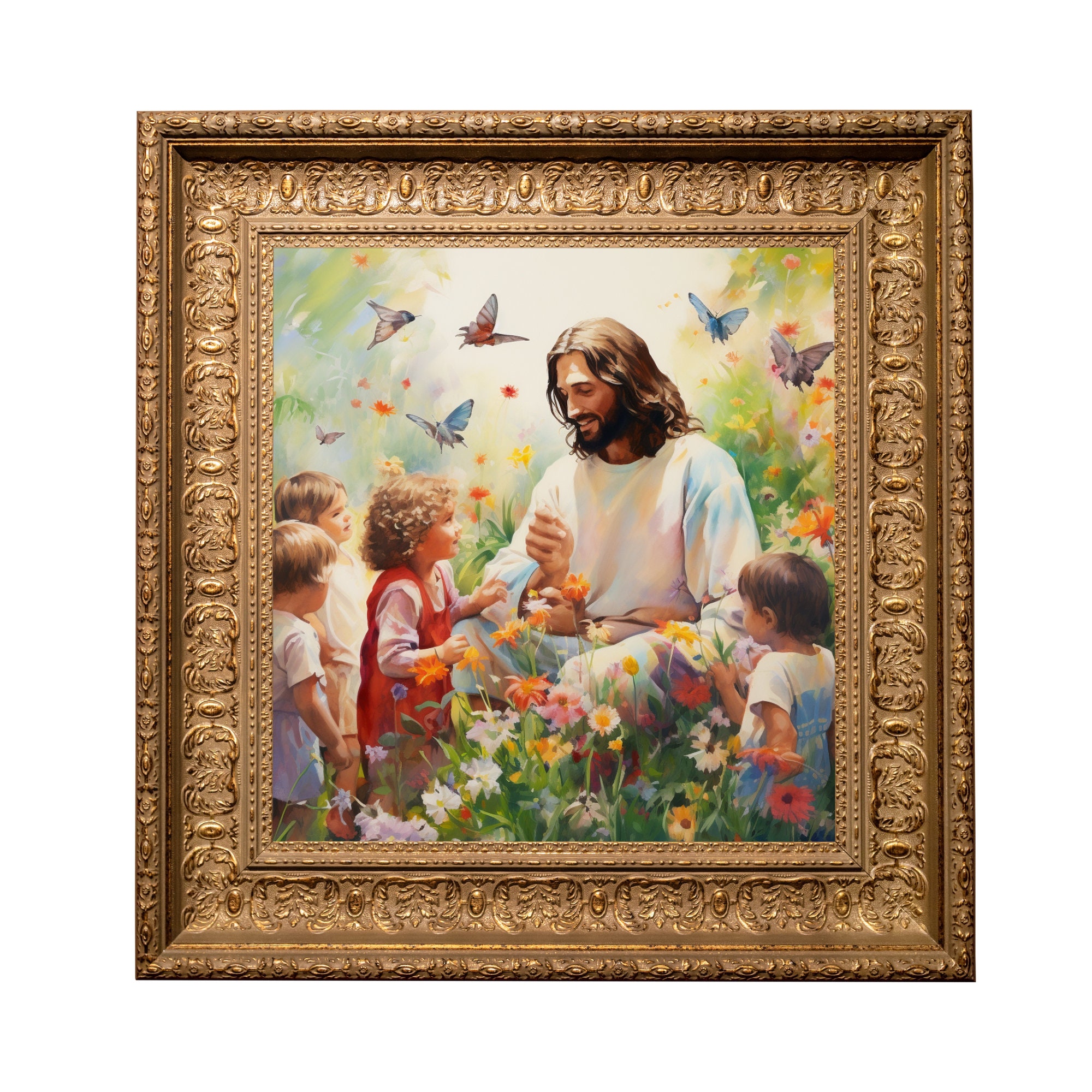 Jesus Christ Teaches Kids, Jesus With Little Children Painting, Jesus ...