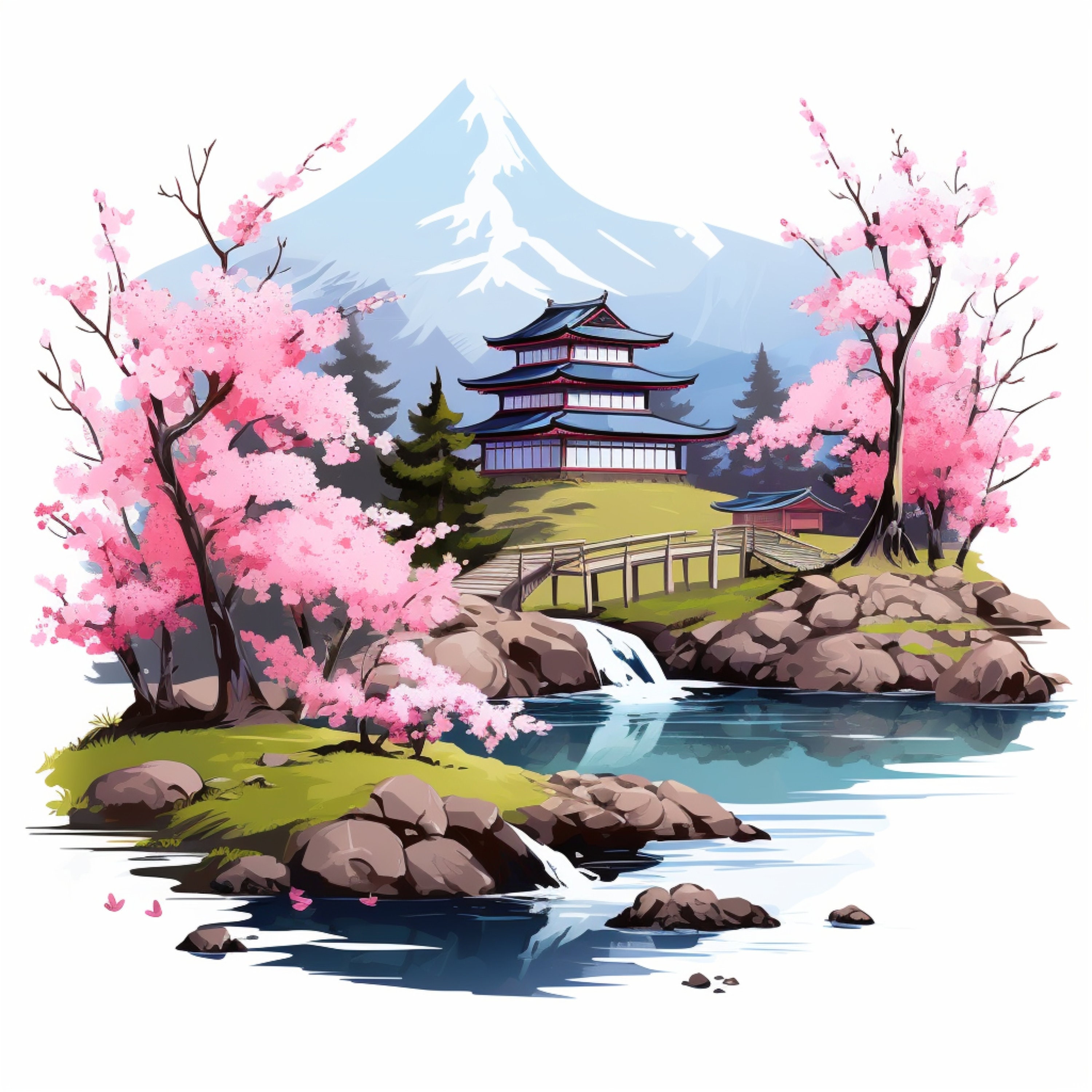Japanese Landscape Clipart | 10 High Quality Jpgs | Digital Download ...