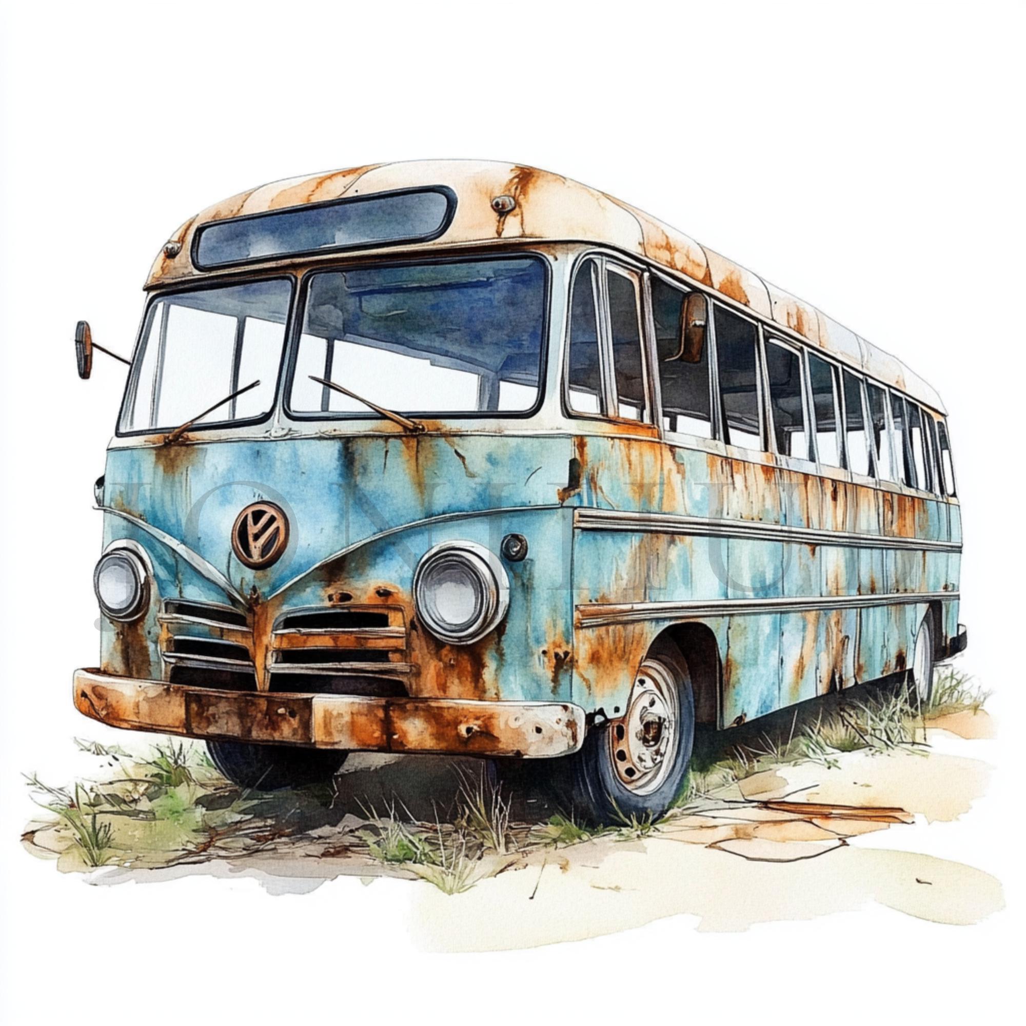 Abandoned Bus Clipart | 10 High Quality Jpgs | Instant Digital Download ...