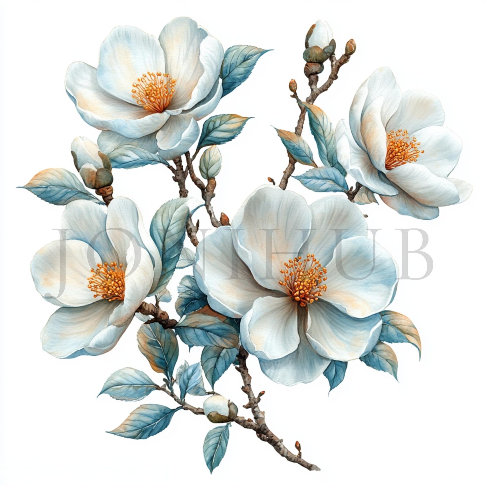 Magnolia Branches Clipart | 10 High Quality Jpgs | Instant Digital ...
