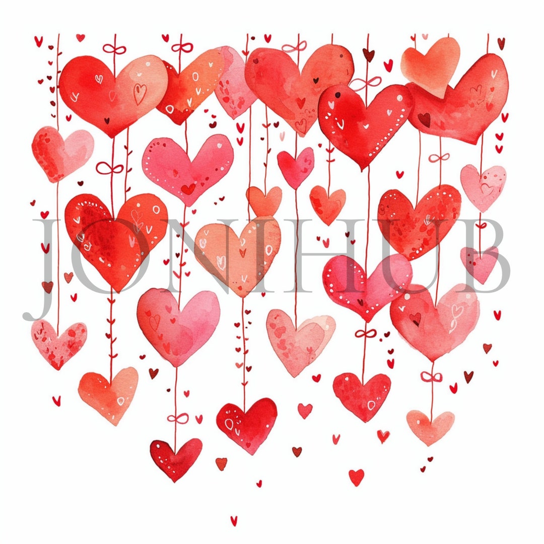Hanging Hearts Clipart | 10 High Quality Jpg's | Digital Download ...