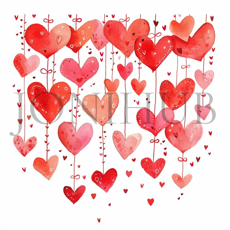 Hanging Hearts Clipart 10 High Quality Jpg's Digital Download Hearts ...