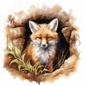Fox in the Den Clipart | 10 High Quality Jpgs | Digital Download ...
