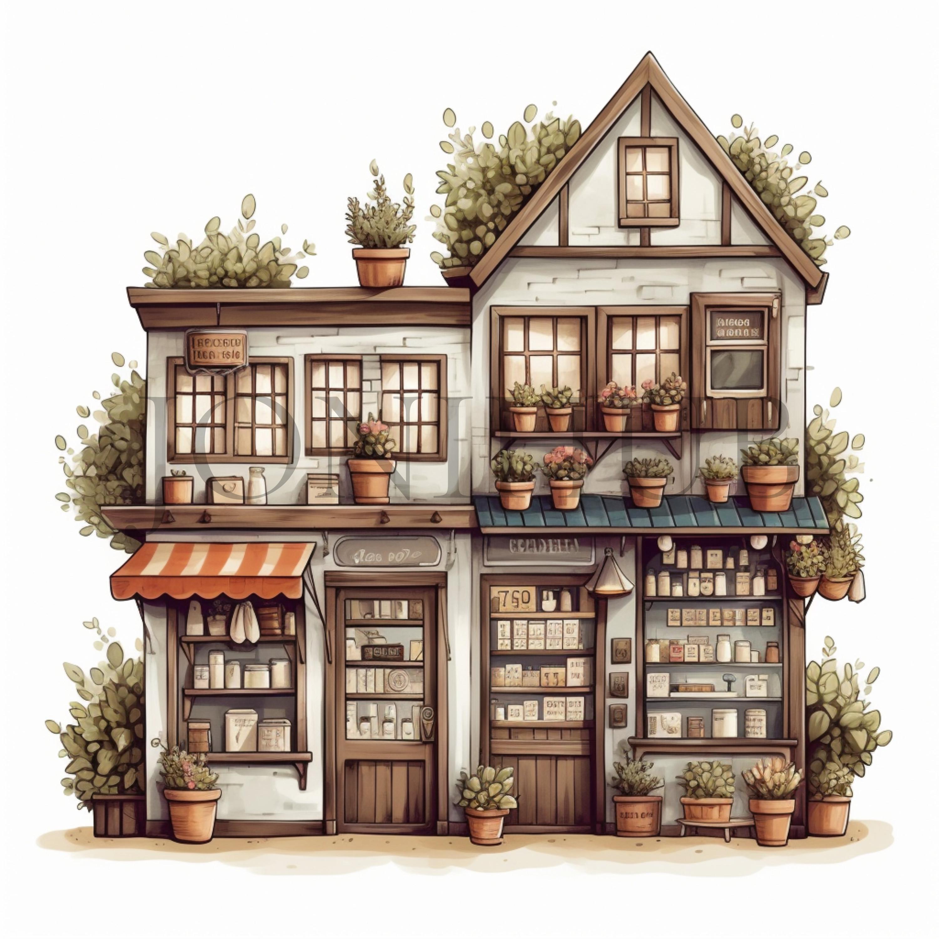 Tiny Coffee Shop Clipart | 10 High Quality Jpgs | Digital Download ...