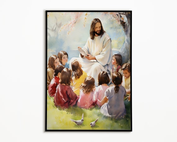 Jesus Christ With Children Paintings Christian Wall Art Jesus And