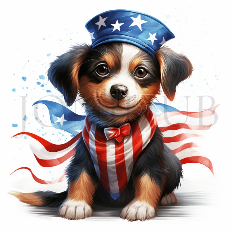 4th of July Dog Clipart | 10 High Quality Jpgs | Patriotic Clipart ...