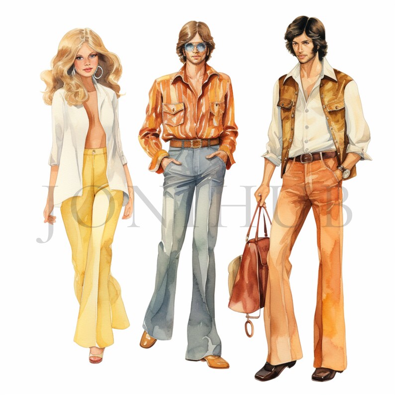 70s Fashion Clipart 10 High Quality Jpg's Digital Download Fashion ...