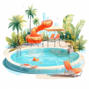 Summer Pool Clipart | 10 High Quality Jpg's | Digital Download | Water ...