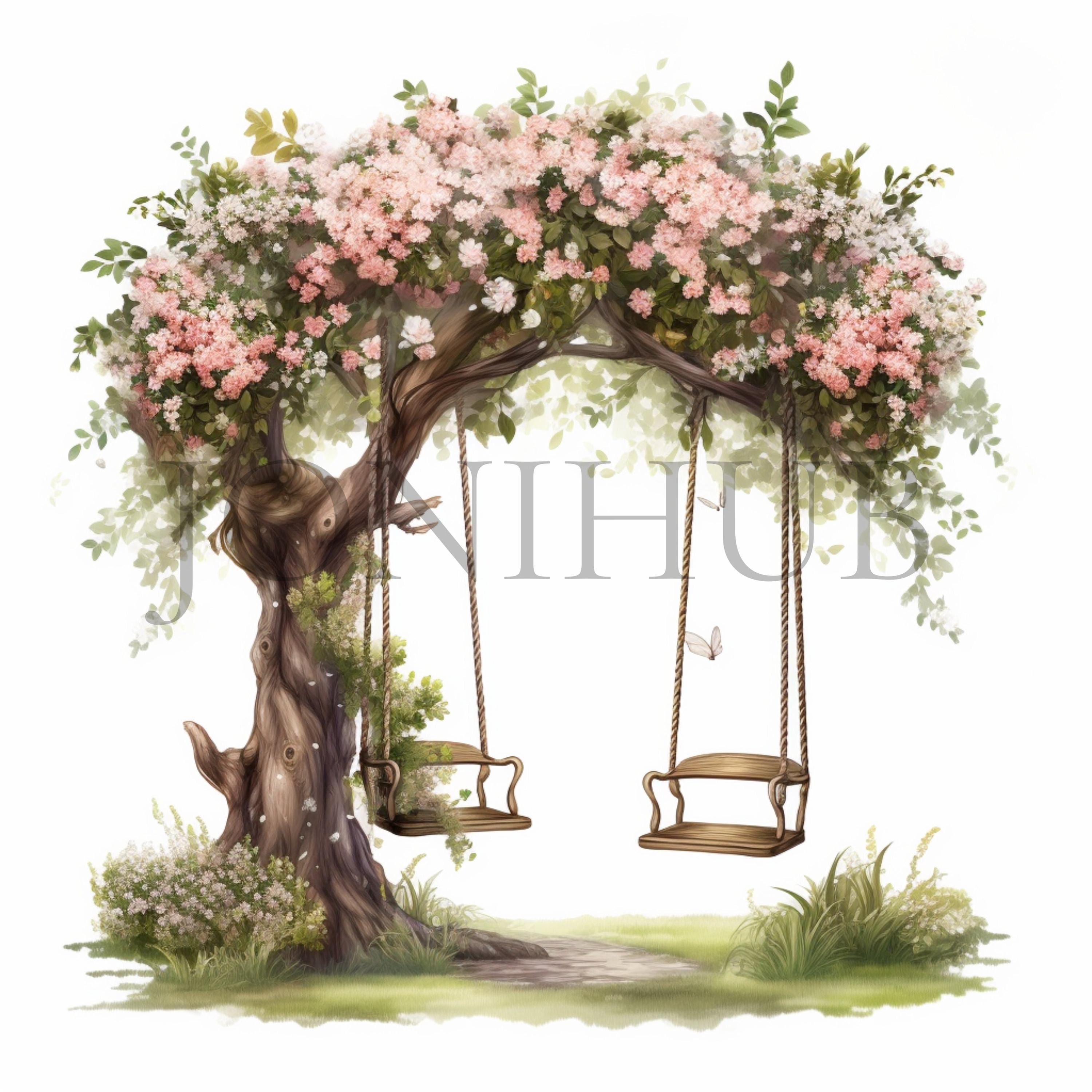 Swing in Tree Clipart 10 High Quality Jpgs Digital Download Outdoor ...