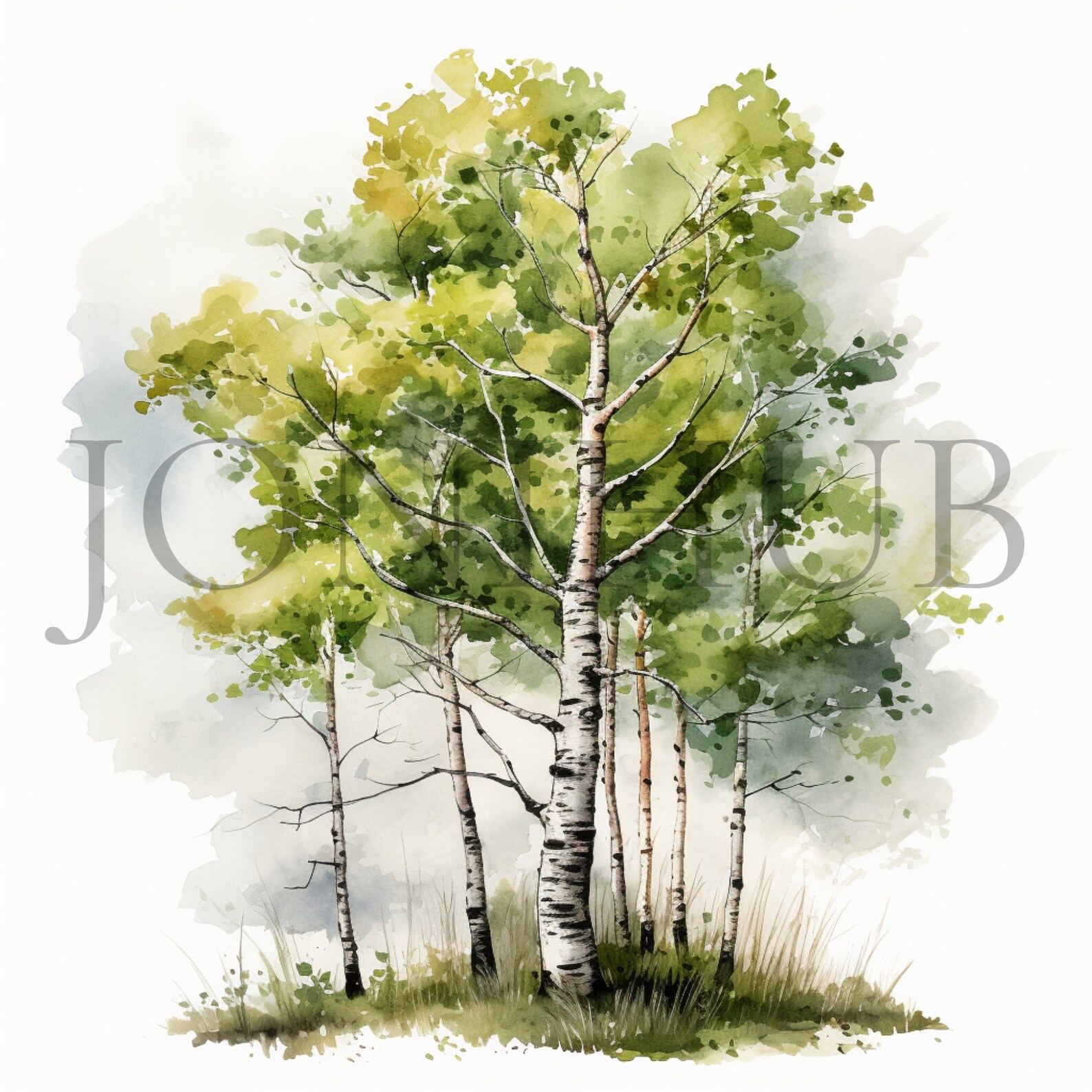 Forest Birch Trees Clipart 10 High Quality Jpg's Digital Download Birch ...