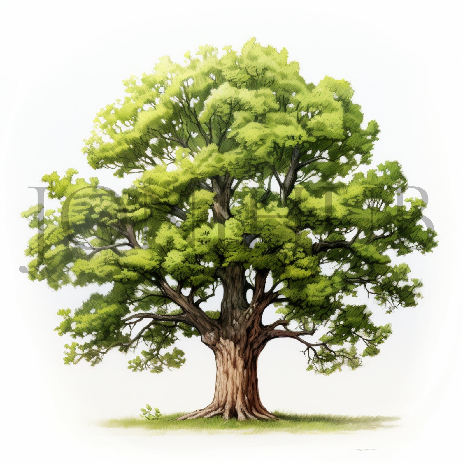 Oak Trees Clipart 10 High Quality Jpg's Digital Download Nature Art ...