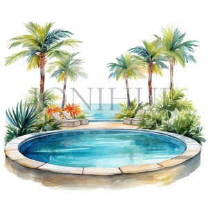 Summer Pool Clipart | 10 High Quality Jpg's | Digital Download | Pool ...