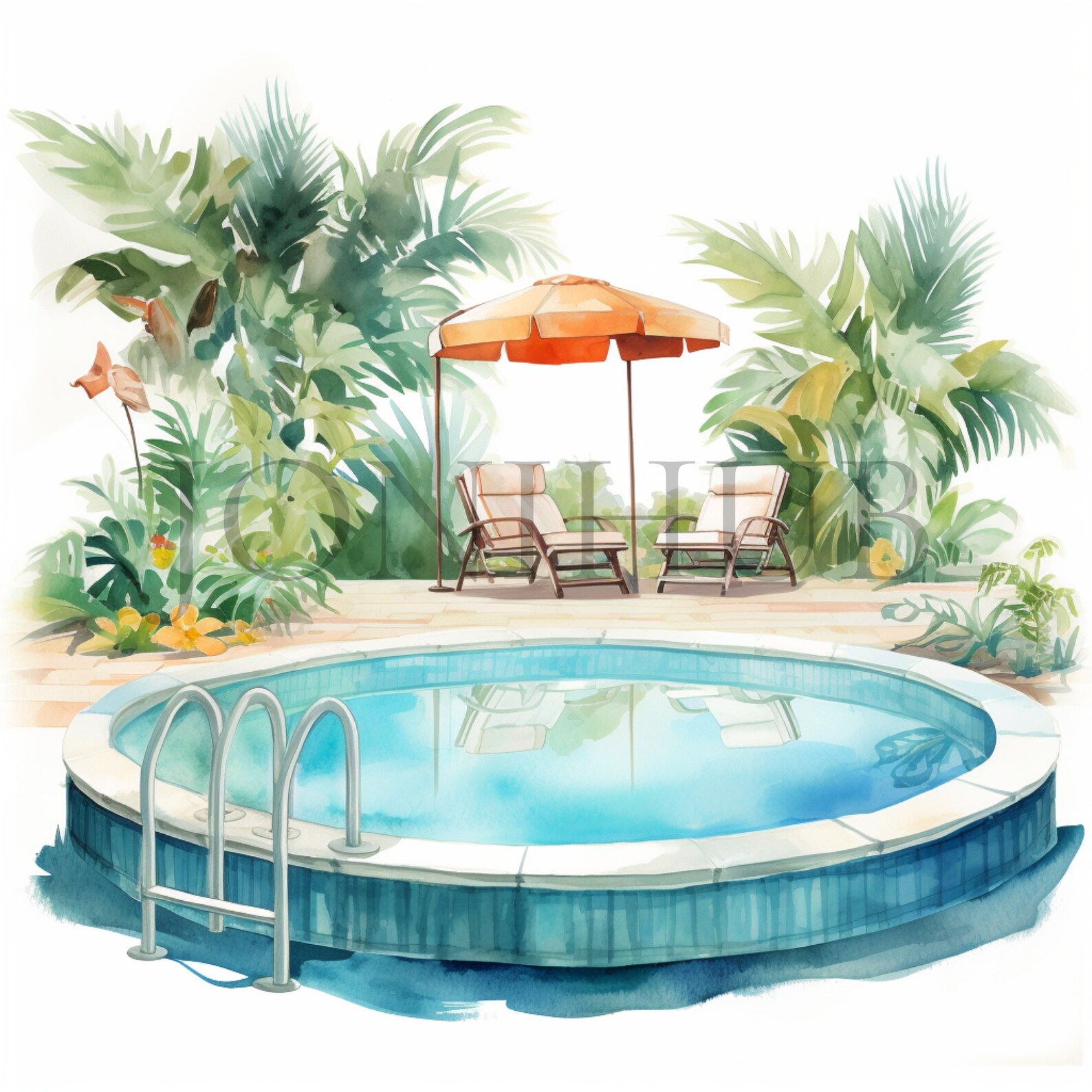 Summer Pool Clipart 10 High Quality Jpg's Digital Download Water Pool ...