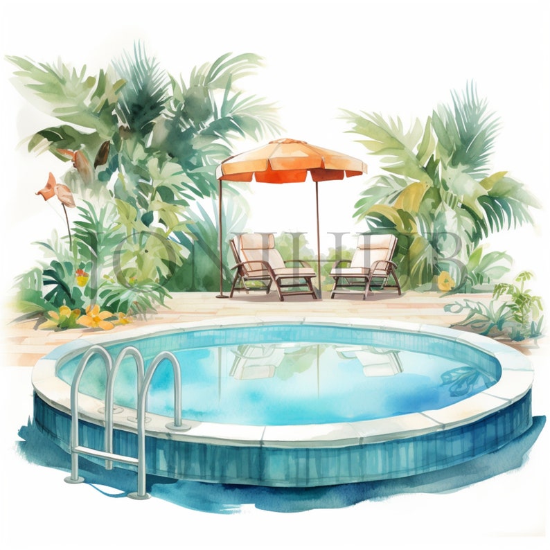 Summer Pool Clipart 10 High Quality Jpg's Digital Download Water Pool ...