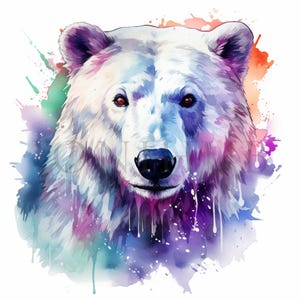 Colorful Polar Bear Clipart | 10 High Quality Jpgs | Digital Download ...