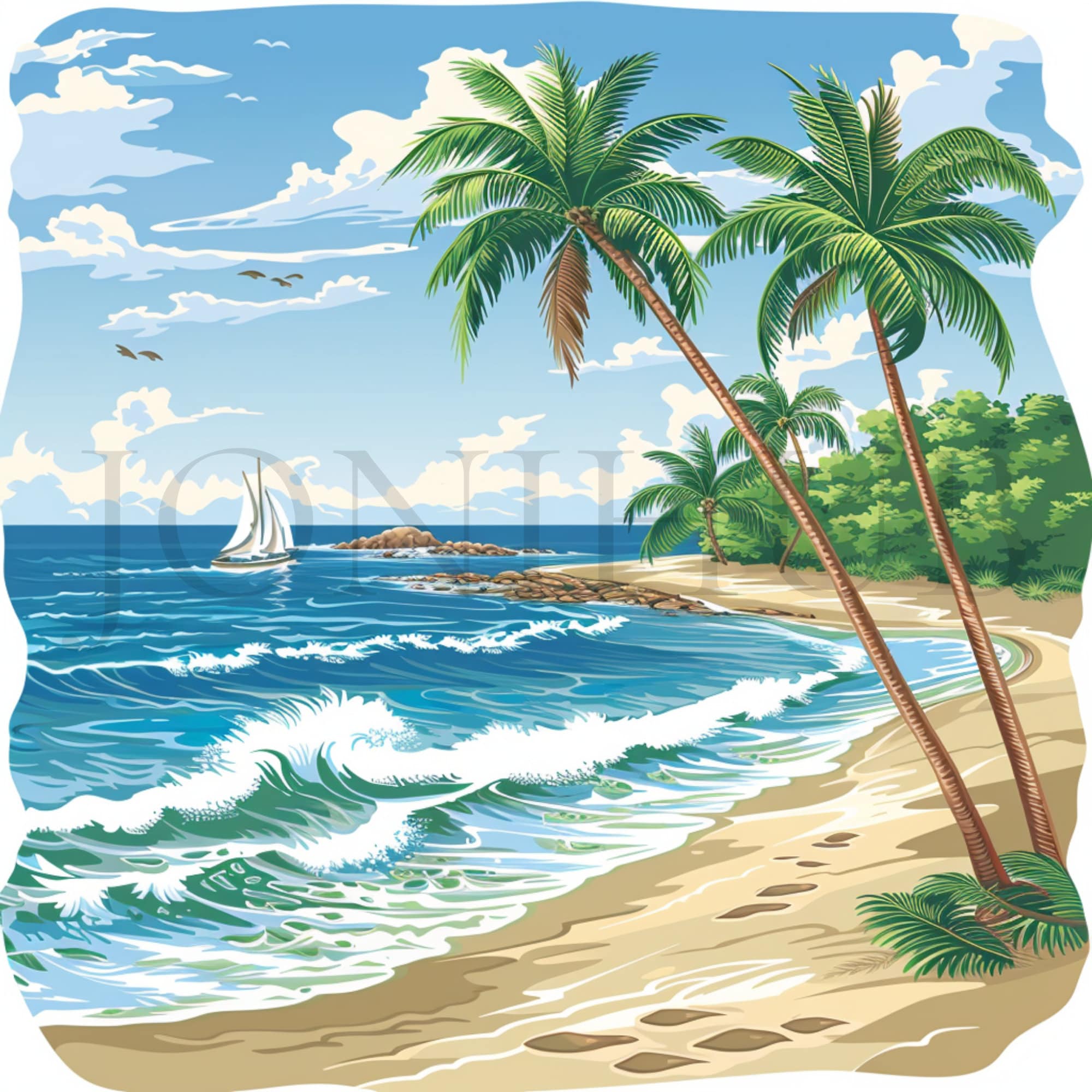 Beach Scenes Clipart 10 High Quality Jpgs Digital Download Scrapbooking ...
