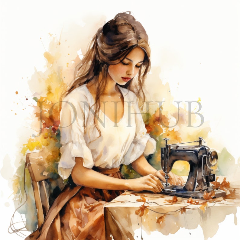 Woman Sewing Clipart | 10 High Quality Jpg's | Digital Download ...