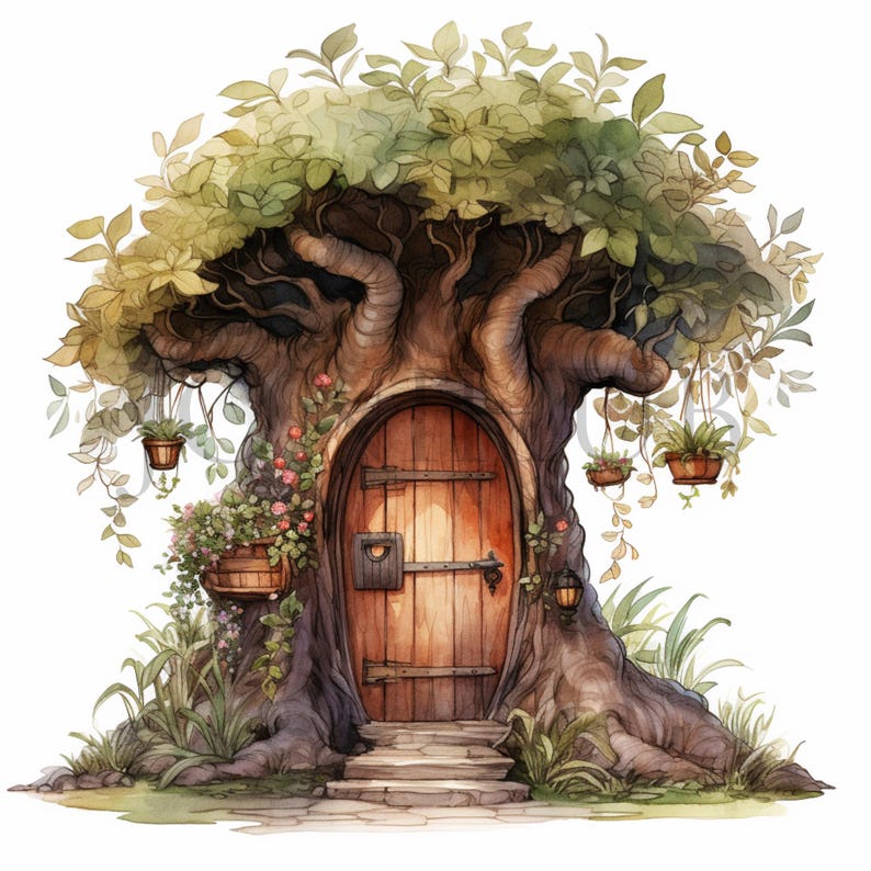 Fairy Tree Trunk Doors Clipart | 10 High Quality Jpg's | Digital ...