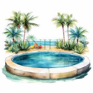 Summer Pool Clipart | 10 High Quality Jpg's | Digital Download | Pool ...