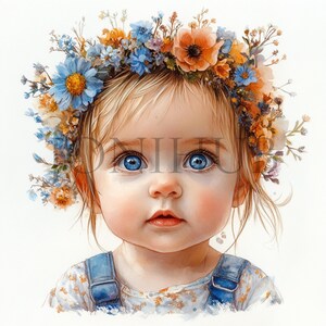 Baby in Flowers Clipart | 10 High Quality Jpg's | Digital Download ...