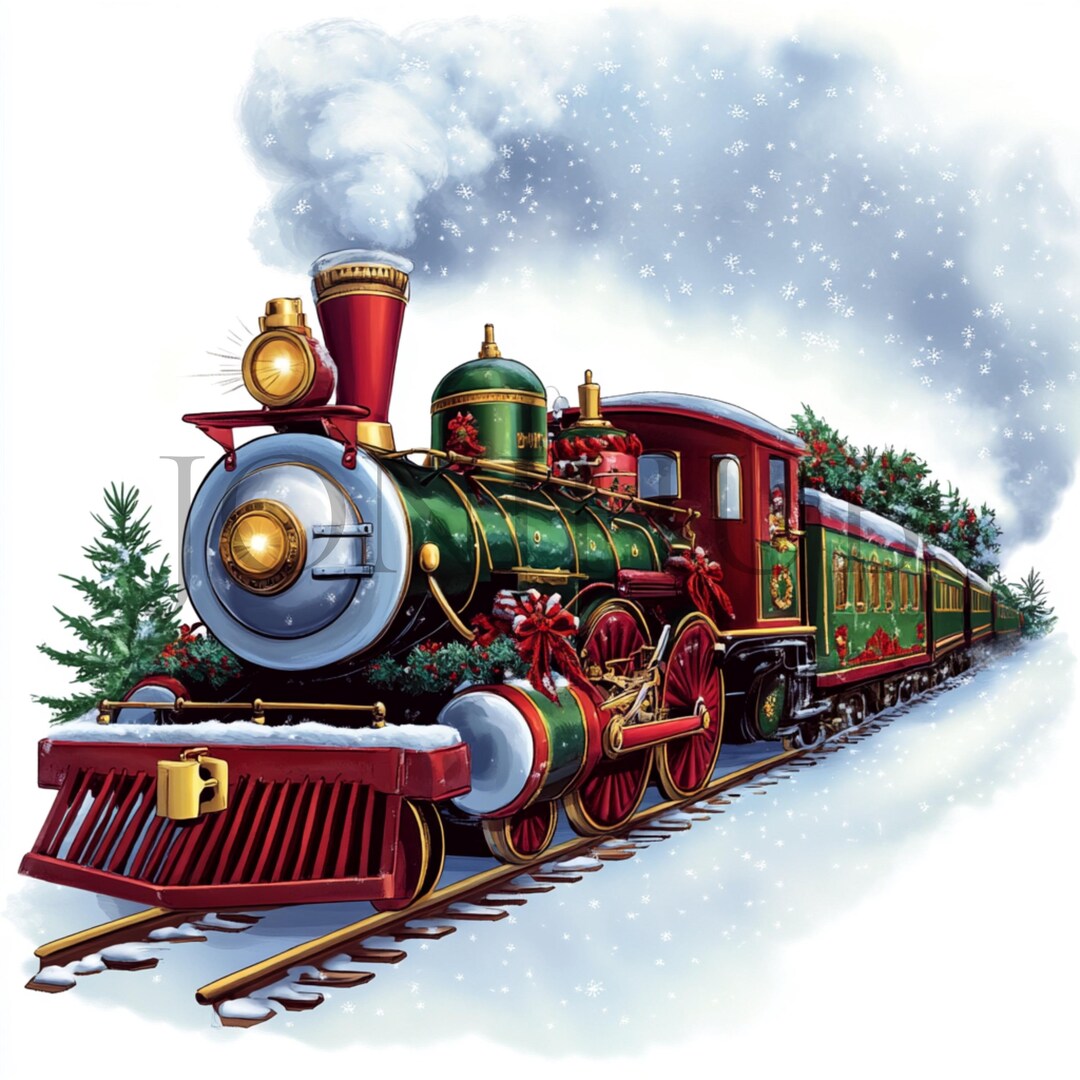 Holiday Train Clipart | 10 High Quality Jpgs | Digital Download | Train ...