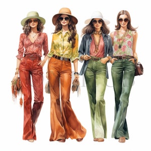 70s Fashion Clipart | 10 High Quality Jpg's | Digital Download | 90s ...