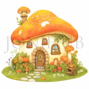 Mushroom House Clipart | 10 High Quality Jpg's | Digital Download ...