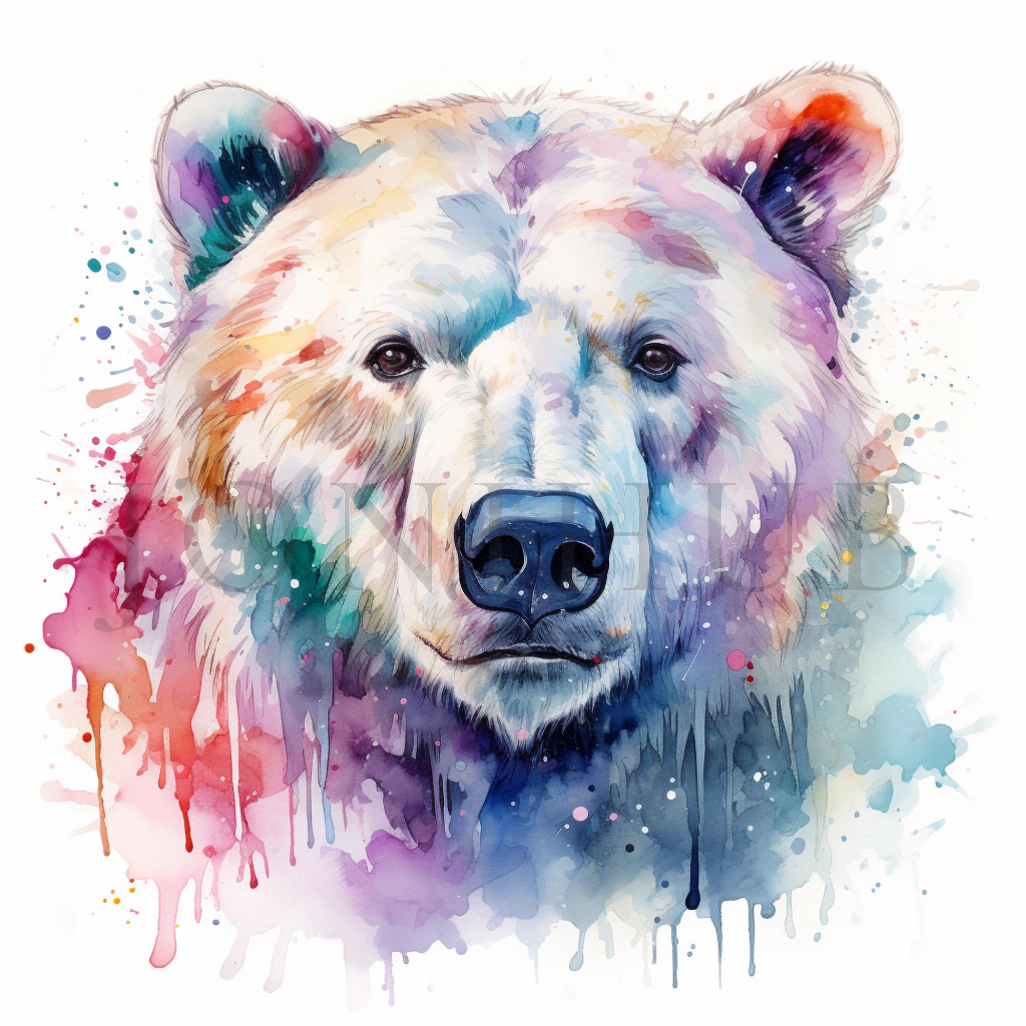 Colorful Polar Bear Clipart | 10 High Quality Jpgs | Digital Download ...