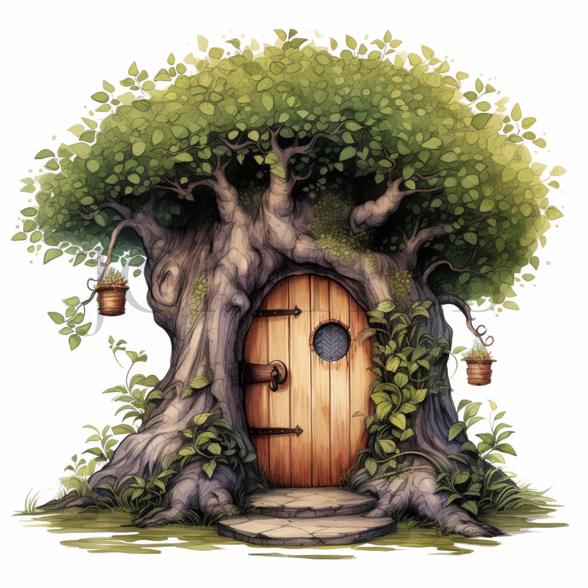 Fairy Tree Trunk Doors Clipart | 10 High Quality Jpg's | Digital ...