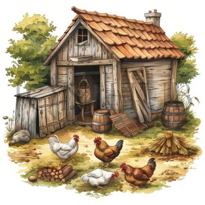 Chicken Coop Clipart | 10 High Quality Jpg's | Digital Download | Hen ...